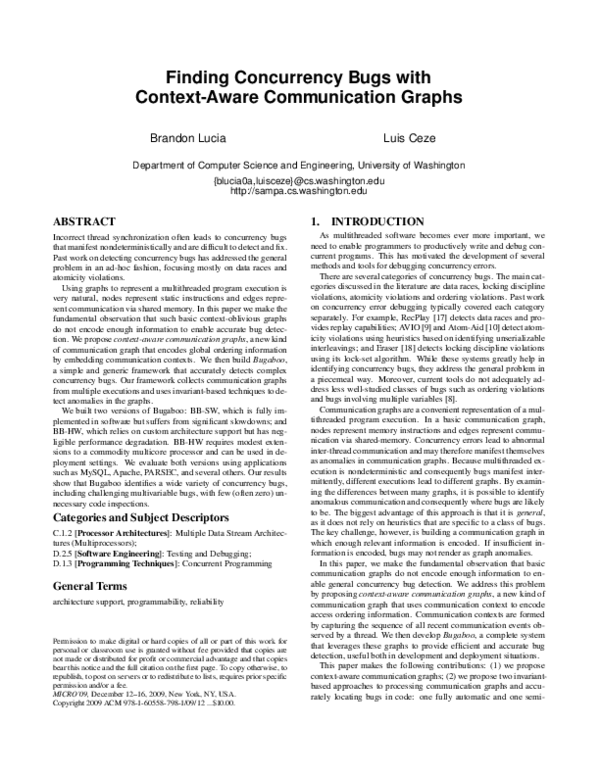 (PDF) Finding concurrency bugs with context-aware communication graphs