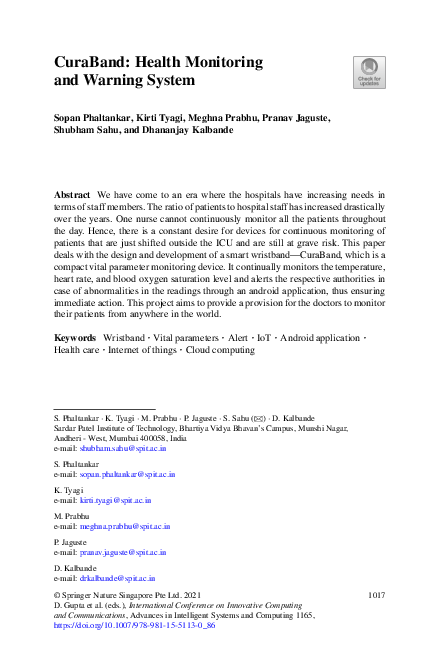 (PDF) CuraBand: Smart Vital Monitoring Wristband