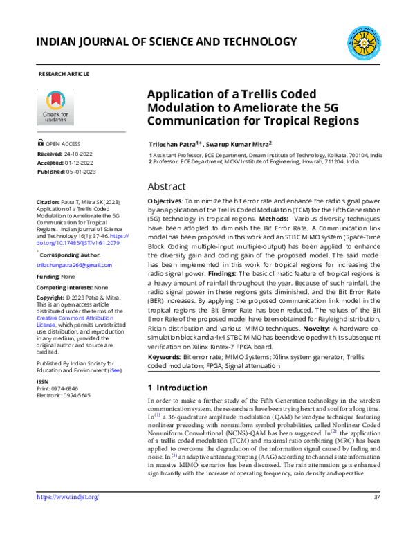 (PDF) Application of a Trellis Coded Modulation to Ameliorate the 5G Communication for Tropical ...