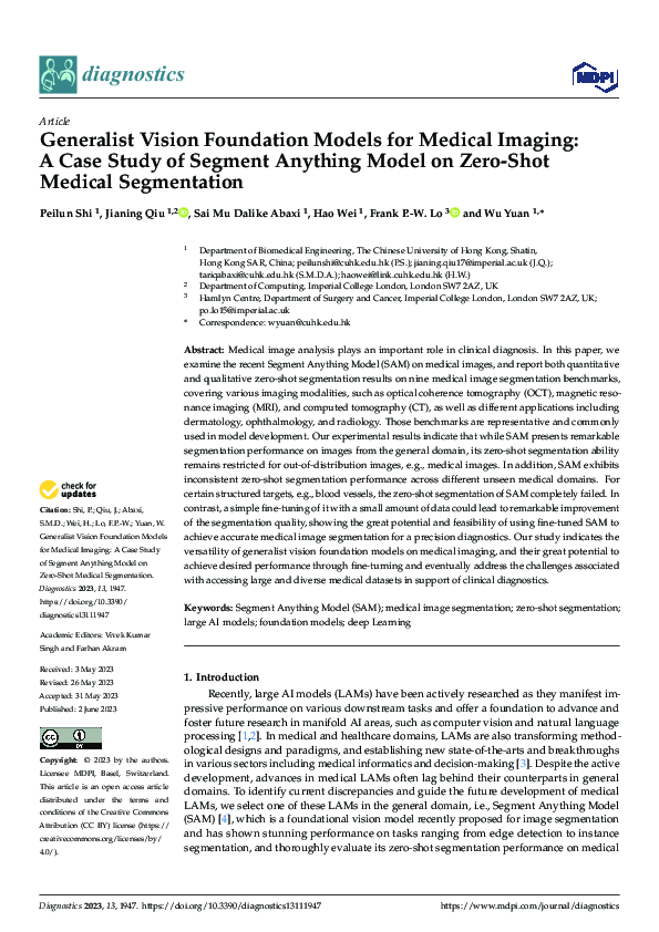 (PDF) Generalist Vision Foundation Models for Medical Imaging: A Case ...