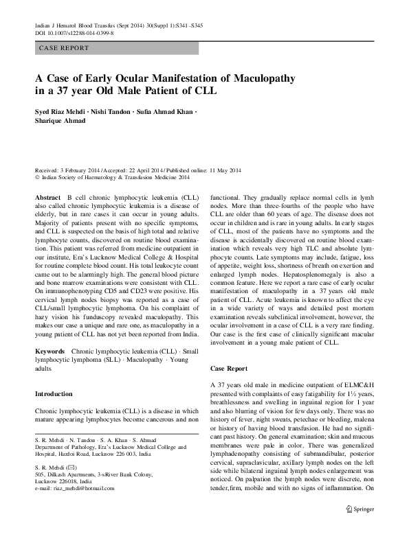 (PDF) A Case of Early Ocular Manifestation of Maculopathy in a 37 year ...
