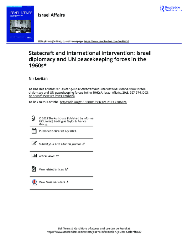 (PDF) Statecraft and international intervention: Israeli diplomacy and ...