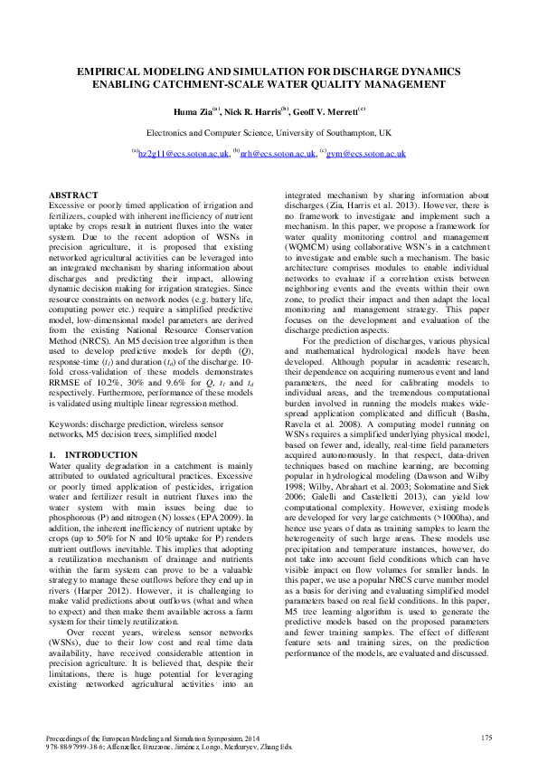 (PDF) Empirical modeling and simulation for discharge dynamics enabling catchment-scale water ...