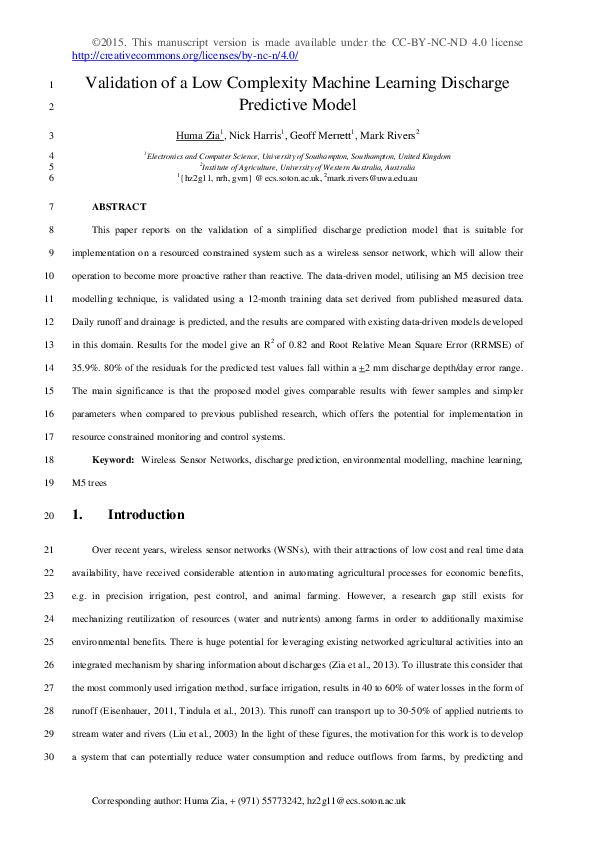 (PDF) Simplified Machine Learning for Discharge Prediction (PDF) Simplified Machine Learning for Discharge Prediction