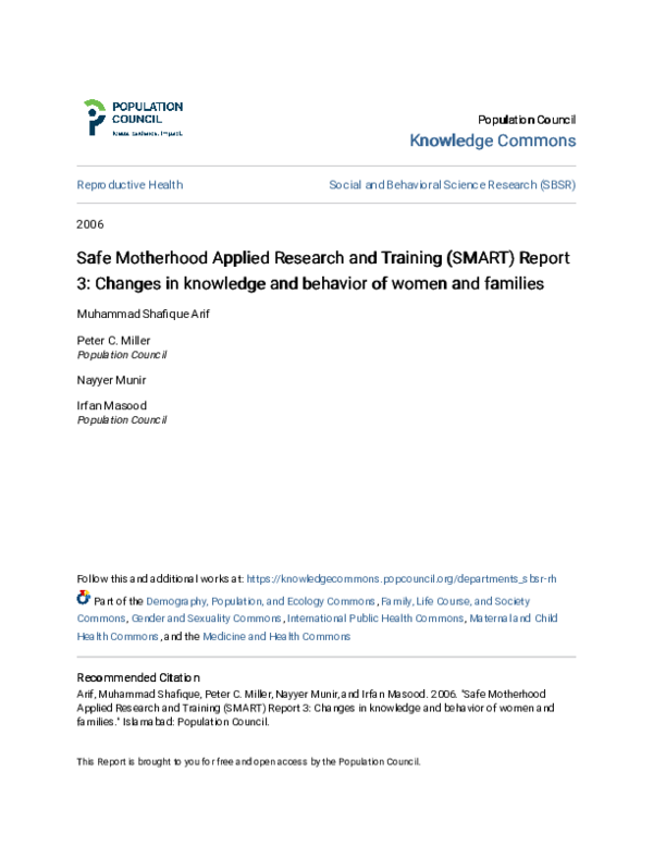 (PDF) Safe Motherhood Applied Research and Training (SMART) Report 1 ...