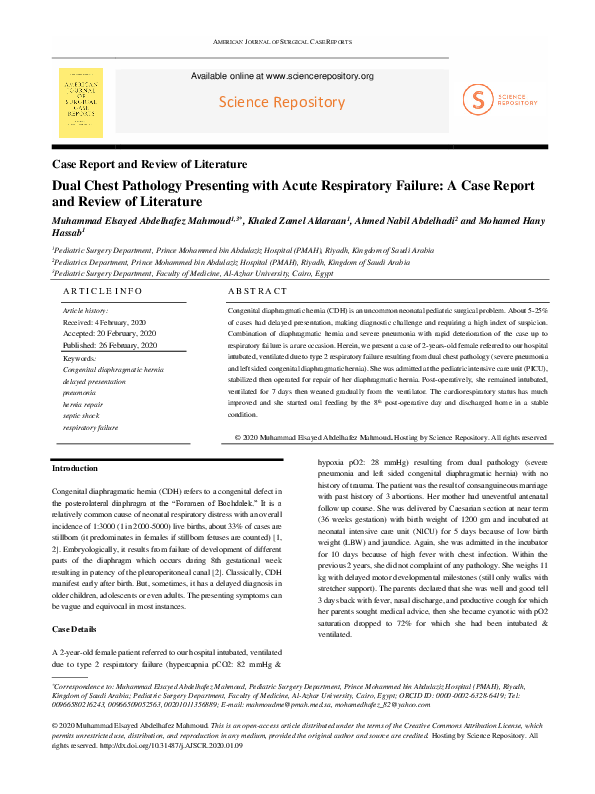 (PDF) Dual Chest Pathology Presenting with Acute Respiratory Failure: A ...