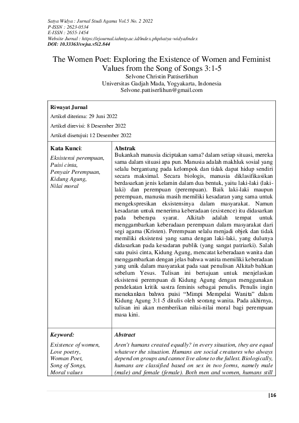 (PDF) The Women Poet: Exploring the Existence of Women and Feminist ...