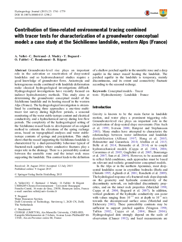 (PDF) Contribution of time-related environmental tracing combined with ...