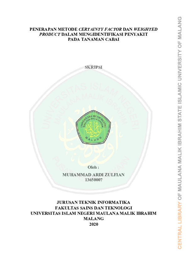 (PDF) Penerapan metode certainty factor dan weighted product dalam ...