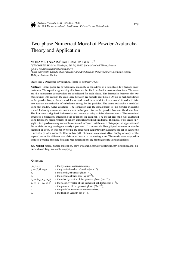 (PDF) Two-phase Numerical Model of Powder Avalanche Theory and Application