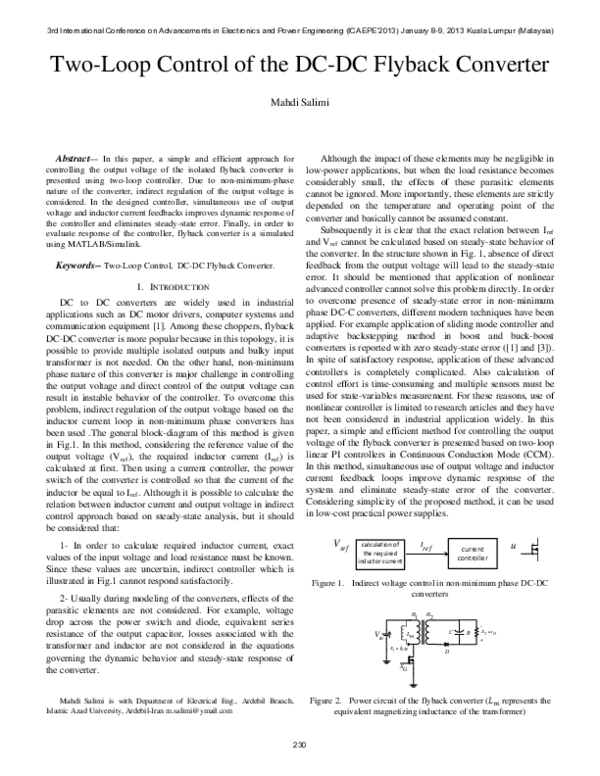 (PDF) Two-Loop Control of the DC-DC Flyback Converter