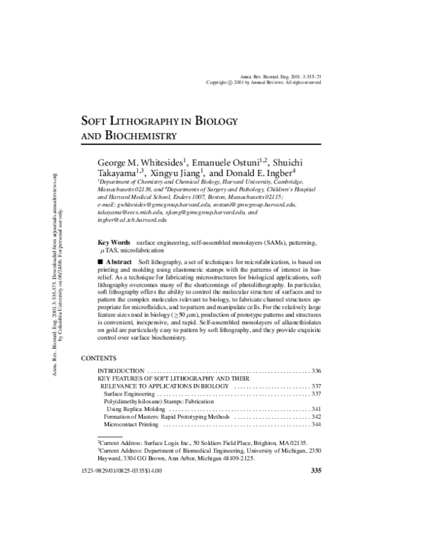 (PDF) Soft Lithography in Biology and Biochemistry