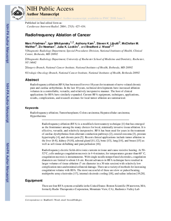 (PDF) Radiofrequency Ablation of Cancer