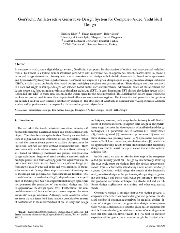 (PDF) GenYacht: An interactive generative design system for computer-aided yacht hull design