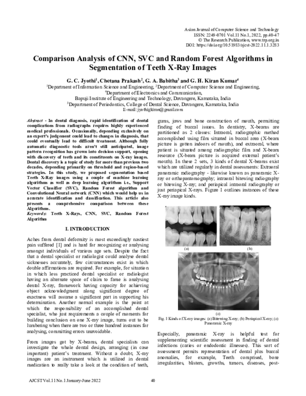 Pdf Comparison Analysis Of Cnn Svc And Random Forest Algorithms In Segmentation Of Teeth X