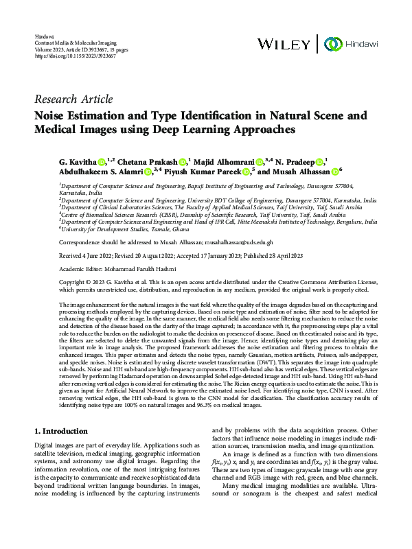 (PDF) Noise Estimation and Type Identification in Natural Scene and Medical Images using Deep ...