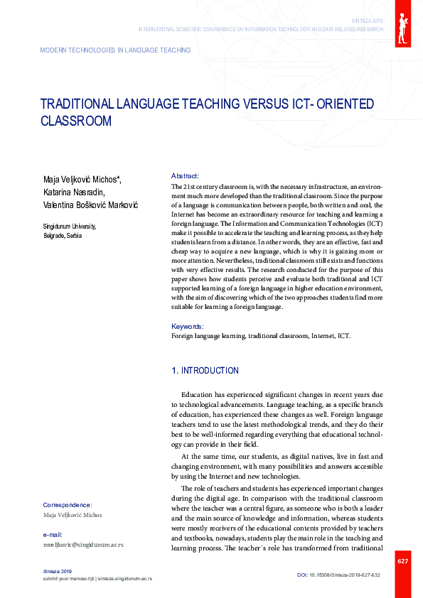 (PDF) Traditional Language Teaching Versus ICT Oriented Classroom