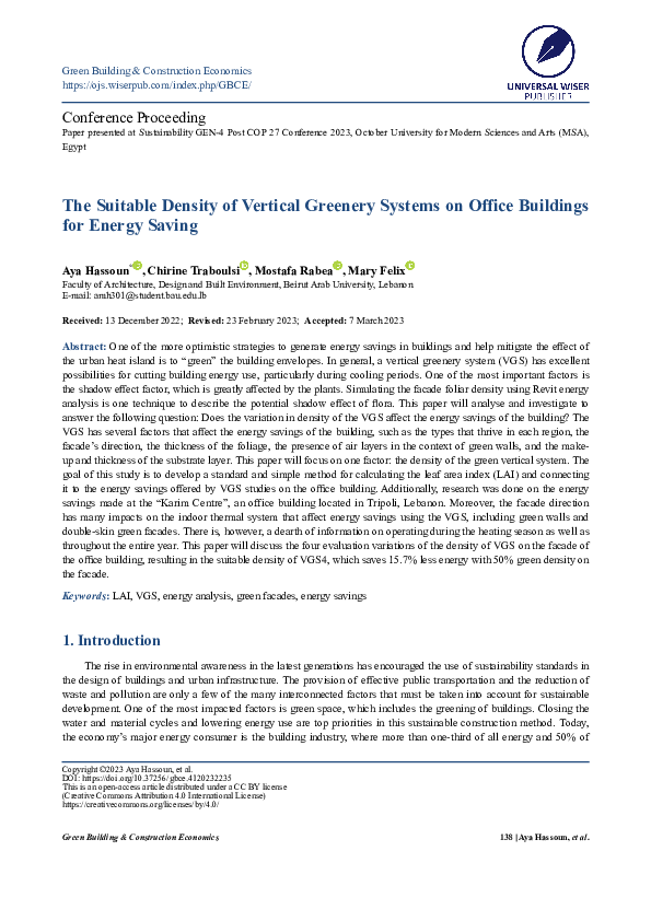 (PDF) Suitable Density of Vertical Greenery Systems on Office Buildings ...