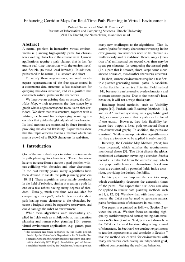 (PDF) Enhancing corridor maps for real-time path planning in virtual environments | Roland ...