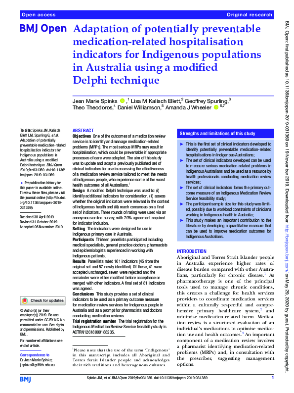(PDF) Adaptation of potentially preventable medication-related hospitalisation indicators for ...