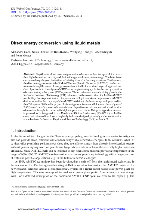 (PDF) Direct energy conversion using liquid metals