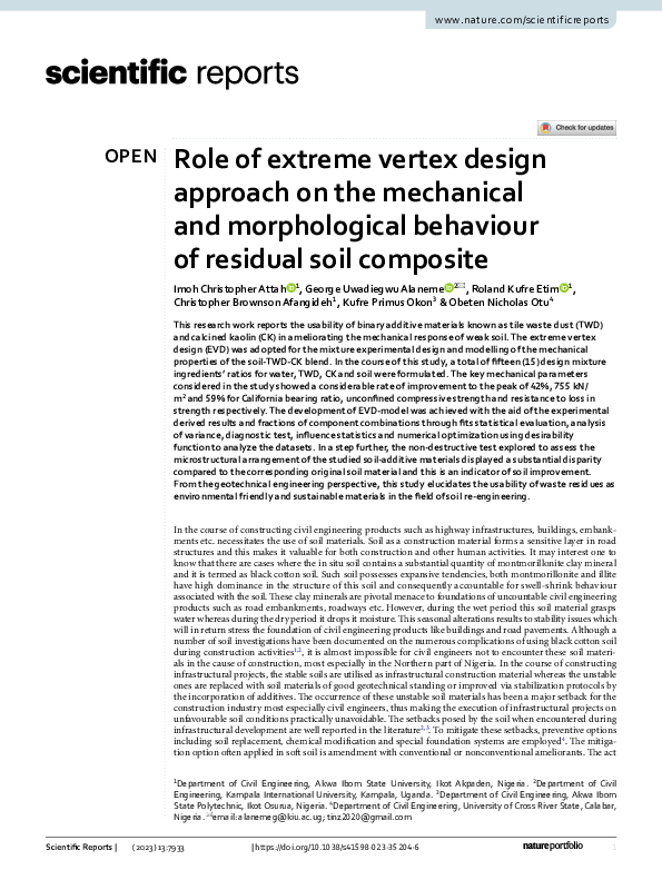 (PDF) Role of extreme vertex design approach on the mechanical and ...
