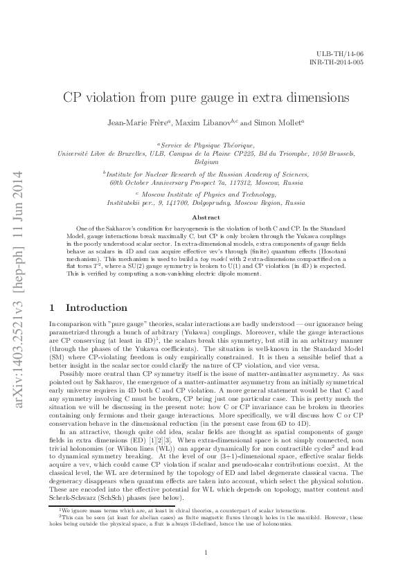 (PDF) CP violation from pure gauge in extra dimensions