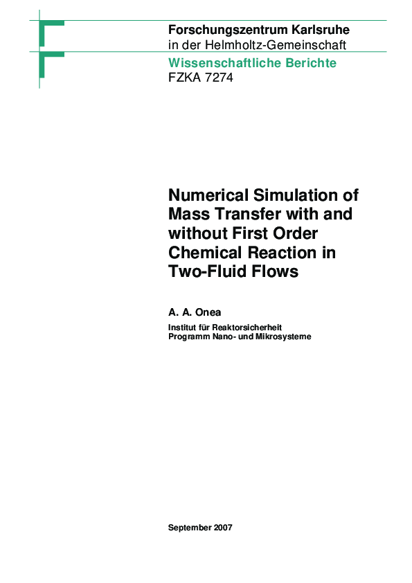 (PDF) Numerical simulation of mass transfer with and without first order chemical reaction in ...