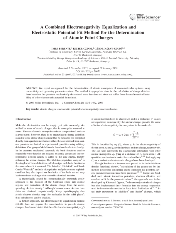 (PDF) A combined electronegativity equalization and electrostatic ...