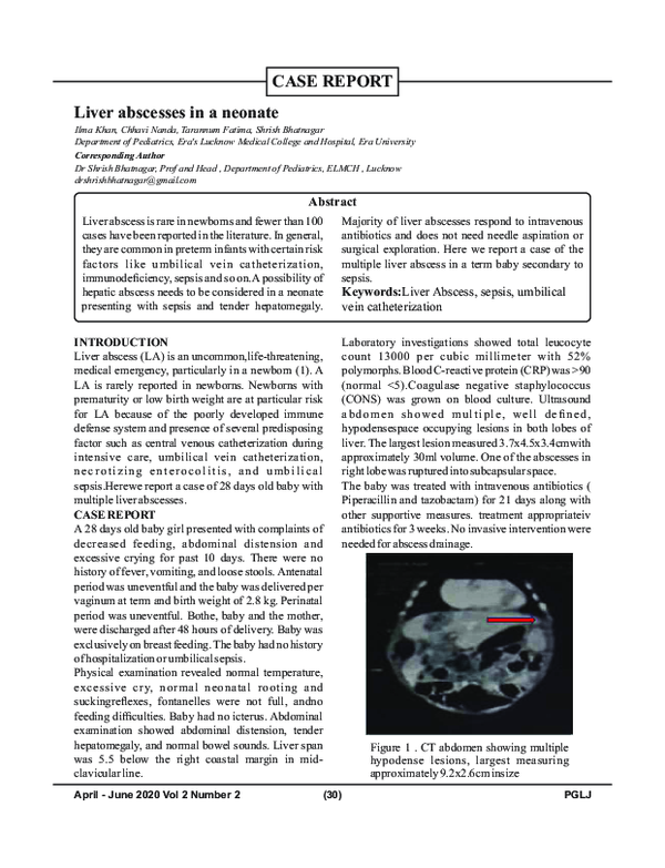 (PDF) Liver Abscesses in a Neonate