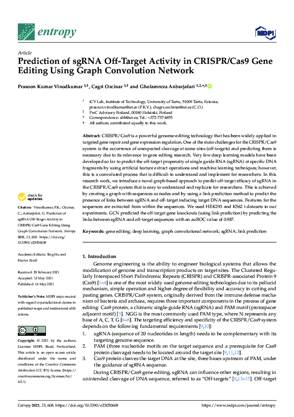 (PDF) Prediction of sgRNA Off-Target Activity in CRISPR/Cas9 Gene Editing Using Graph ...