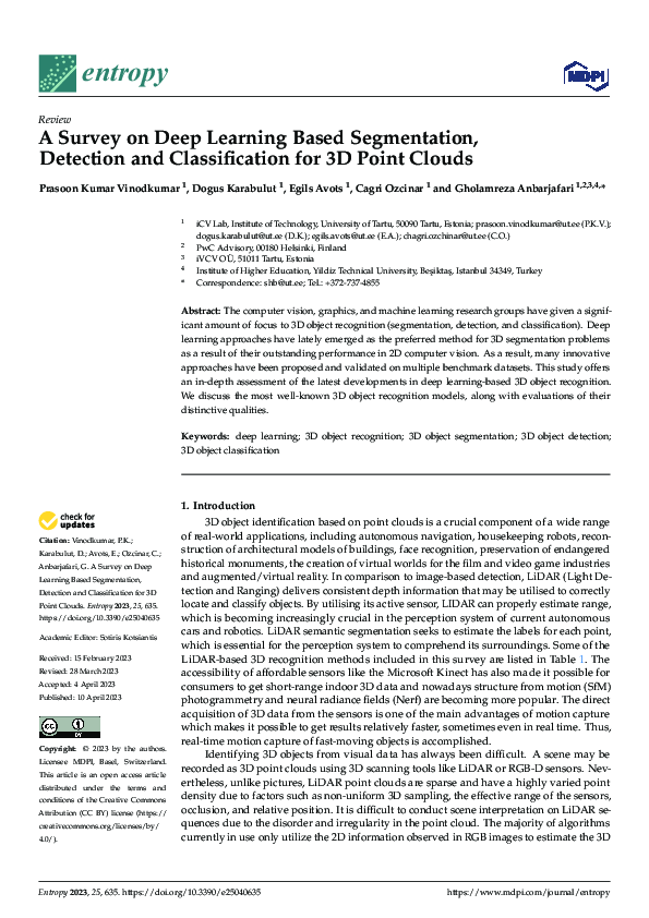 (PDF) A Survey on Deep Learning Based Segmentation, Detection and Classification for 3D Point Clouds