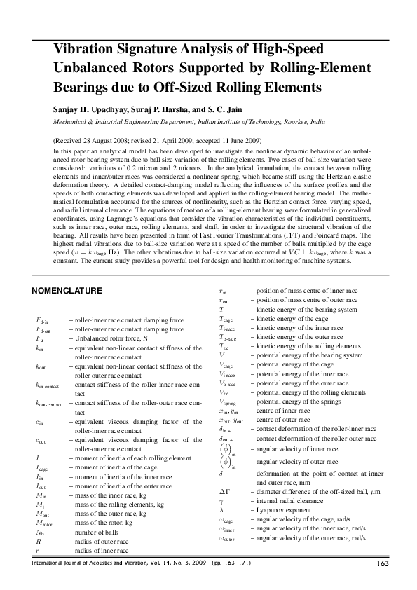 (PDF) Vibration signature analysis of high speed unbalanced rotating ...