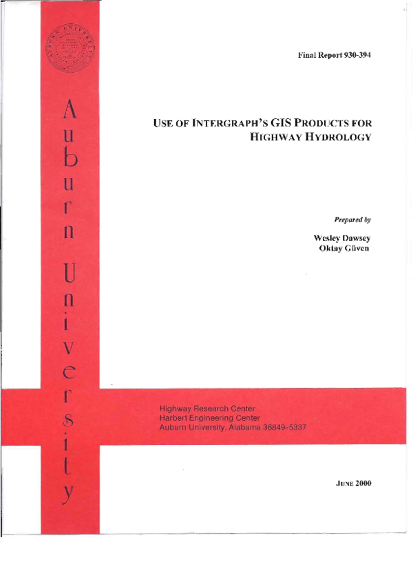 (PDF) Use of Intergraph's Gis Products for Highway Hydrology