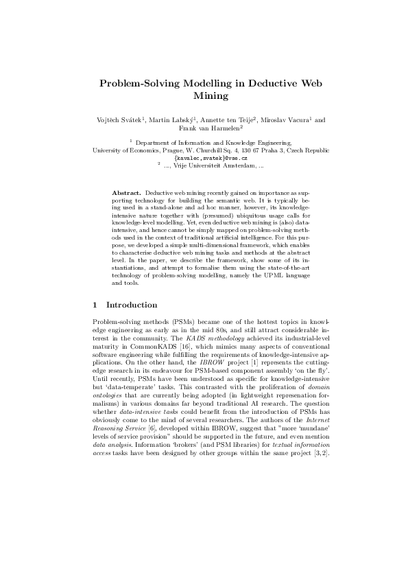(PDF) Problem-Solving Modelling in Deductive Web Mining