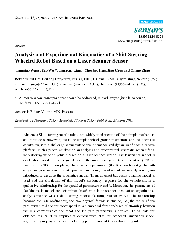 (PDF) Analysis and Experimental Kinematics of a Skid-Steering Wheeled Robot Based on a Laser ...