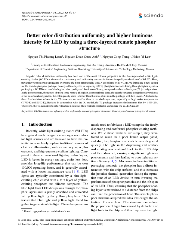 (PDF) Better color distribution uniformity and higher luminous ...