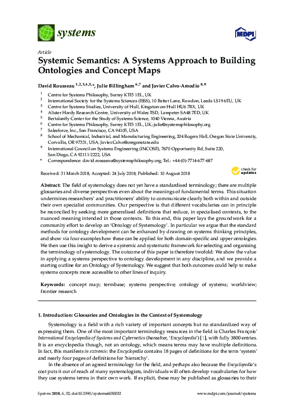 (PDF) Systemic Semantics: A Systems Approach to Building Ontologies and Concept Maps