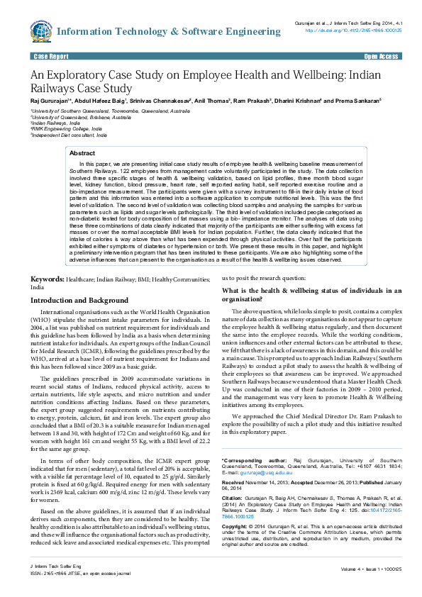 (PDF) An Exploratory Case Study on Employee Health and Wellbeing ...