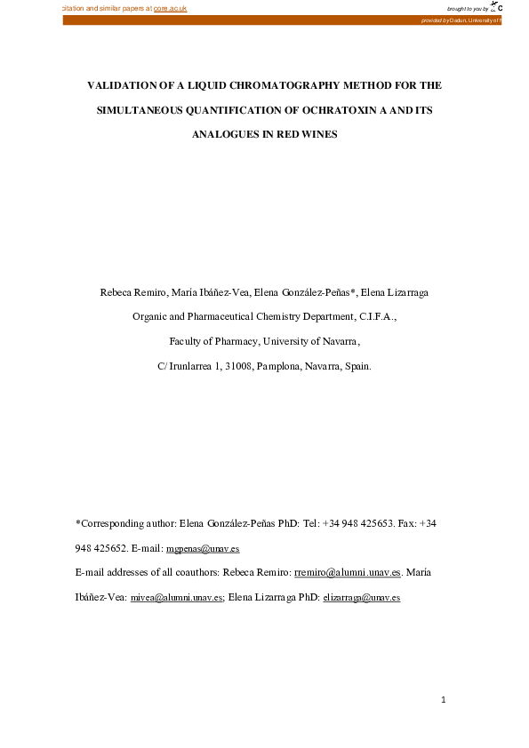 (PDF) Validation of a liquid chromatography method for the simultaneous determination of ...