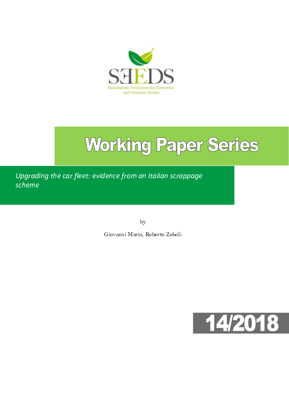 (PDF) Upgrading the car fleet: evidence from an Italian scrappage scheme