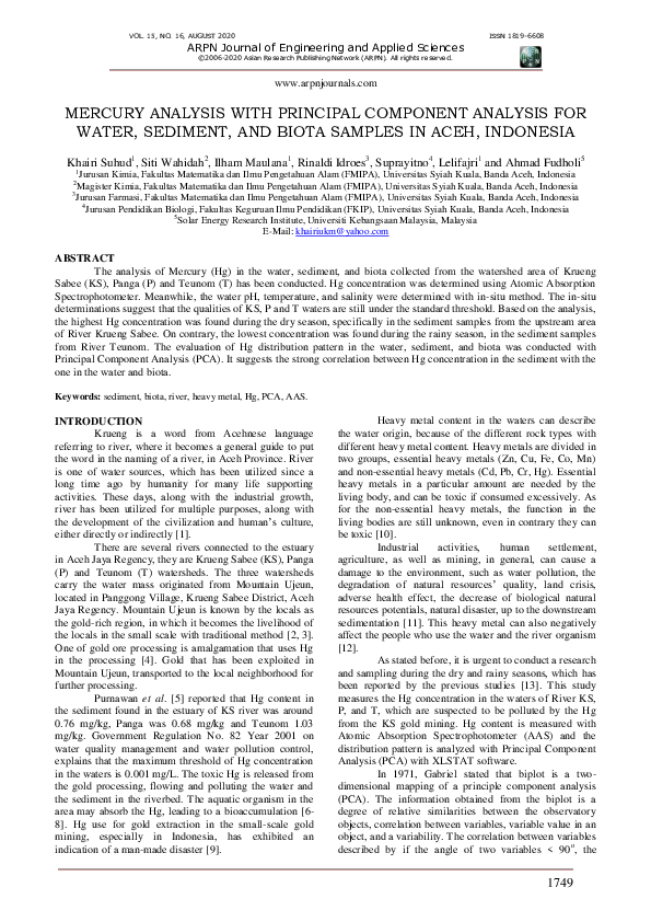 (PDF) Mercury Analysis with Principal Component Analysis for Water ...