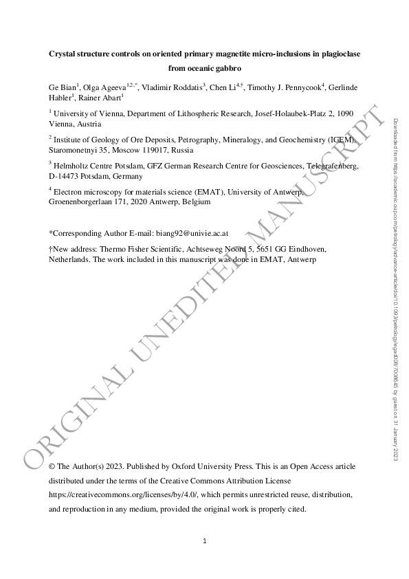 (PDF) Crystal Structure Controls on Oriented Primary Magnetite Micro ...