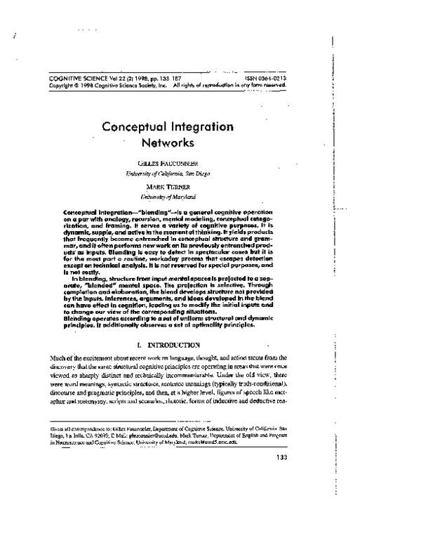 (PDF) Conceptual Integration Networks