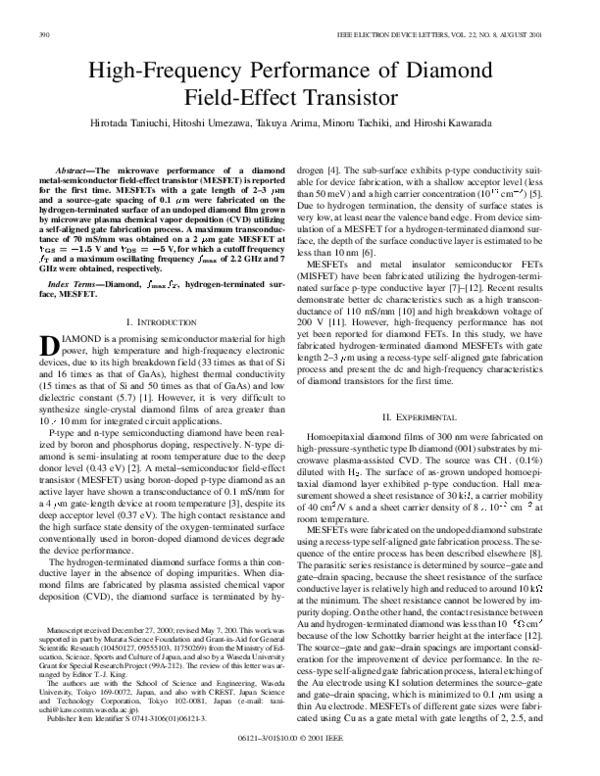 (PDF) High-frequency performance of diamond field-effect transistor