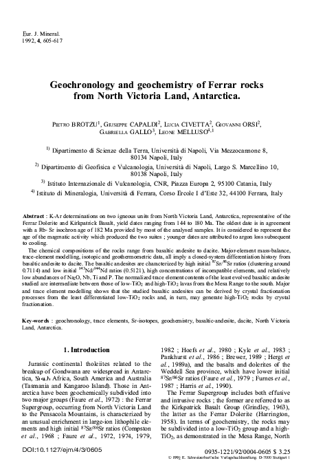 (PDF) Geochronology and geochemistry of Ferrar rocks from North Victoria Land, Antarctica