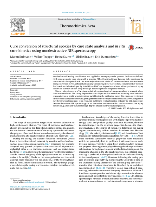(PDF) Cure conversion of structural epoxies by cure state analysis and ...