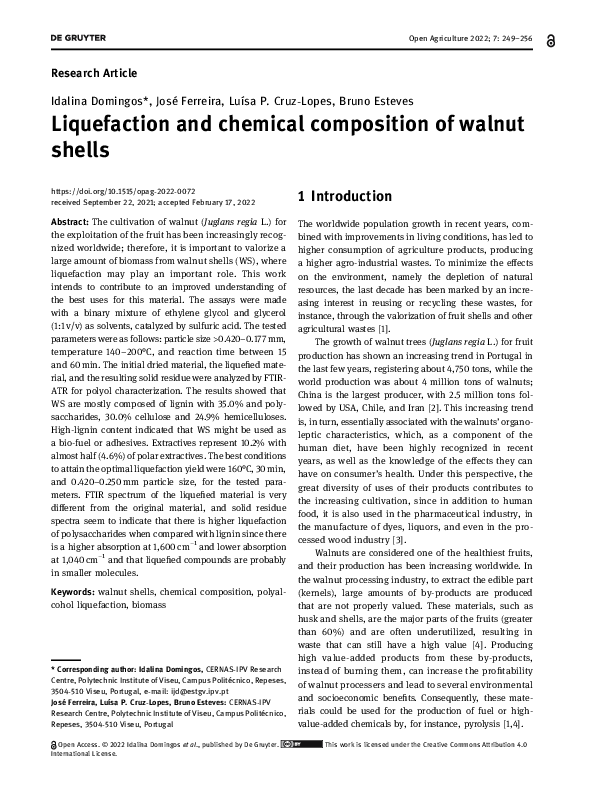 (PDF) Liquefaction and chemical composition of walnut shells