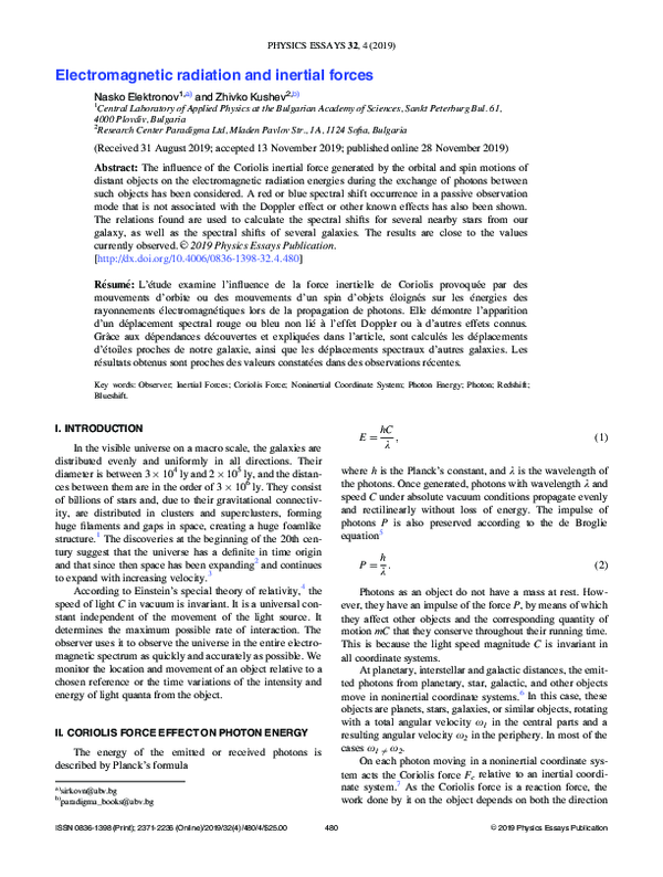 (PDF) Electromagnetic radiation and inertial forces