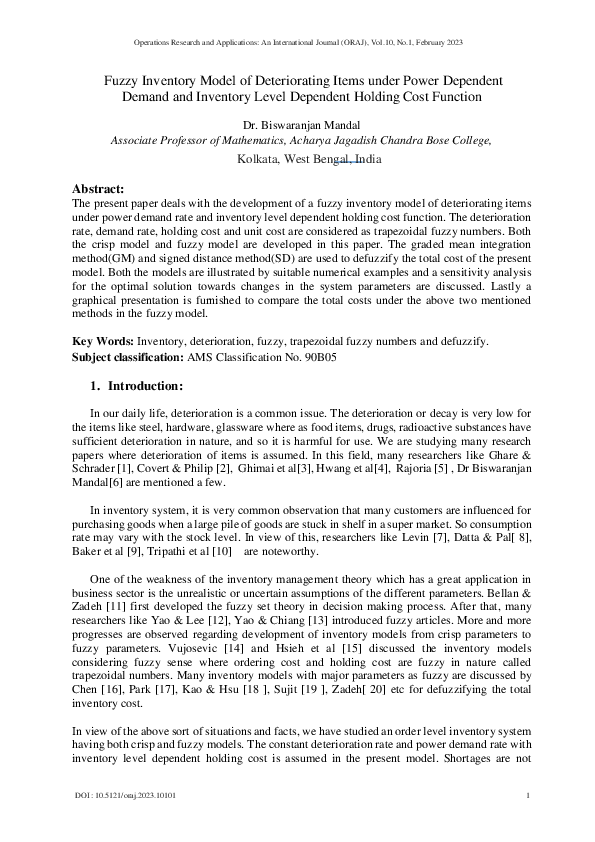 (PDF) Fuzzy Inventory Model of Deteriorating Items under Power ... (PDF) Fuzzy Inventory Model of Deteriorating Items under Power ...